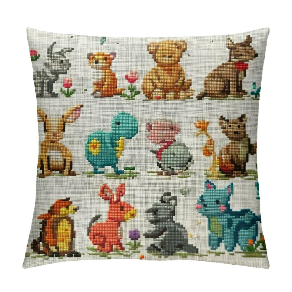 GOSMITH Animal Alphabet Throw Pillow Case, Cute Colorful Rainbow ABC ...