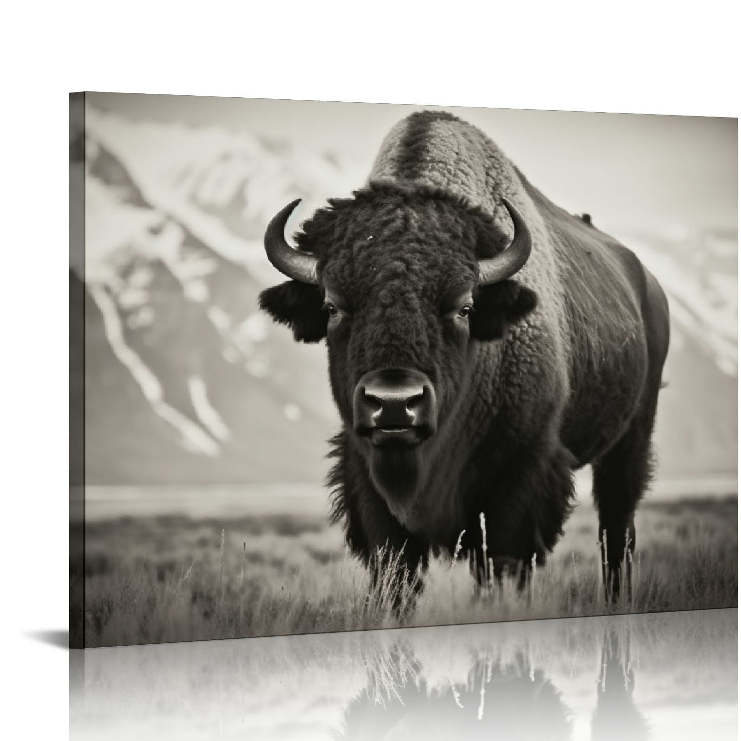 GOSMITH - Animal Canvas Wall Art American Buffalo Portrait Painting on ...