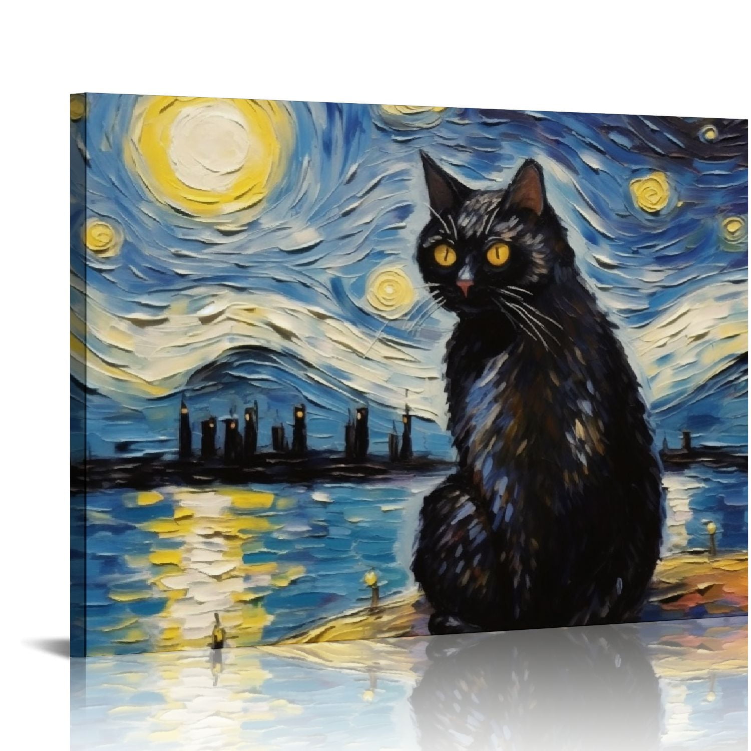 GOSMITH Animal Night Impressionism Poster Decorative Painting Canvas ...