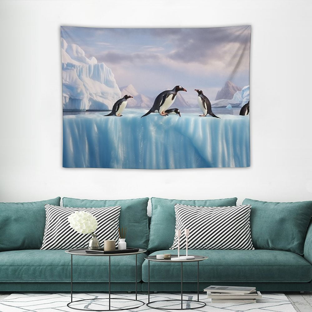 GOSMITH Animals Tapestry, Funny Penguins Jumping to The Water from an ...