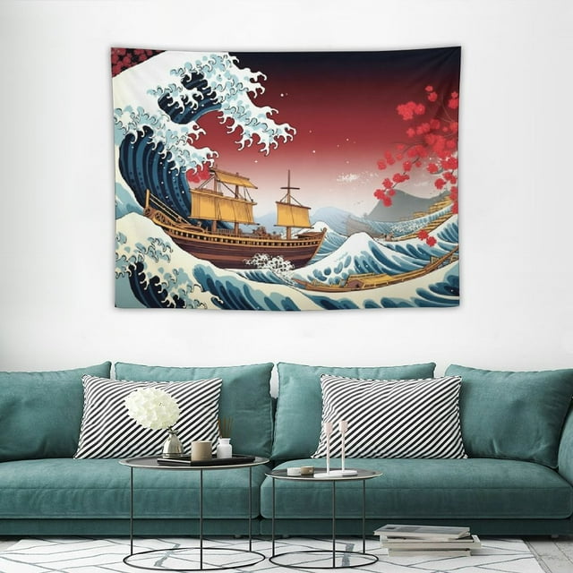 GOSMITH Anime Tapestry The Great Wave Tapestry Nature Landscape ...