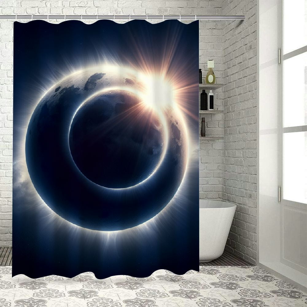 GOSMITH April 8th 2024-Total Solar Eclipse 2024 for Bathroom Shower Curtain Multiple Sizes White ...