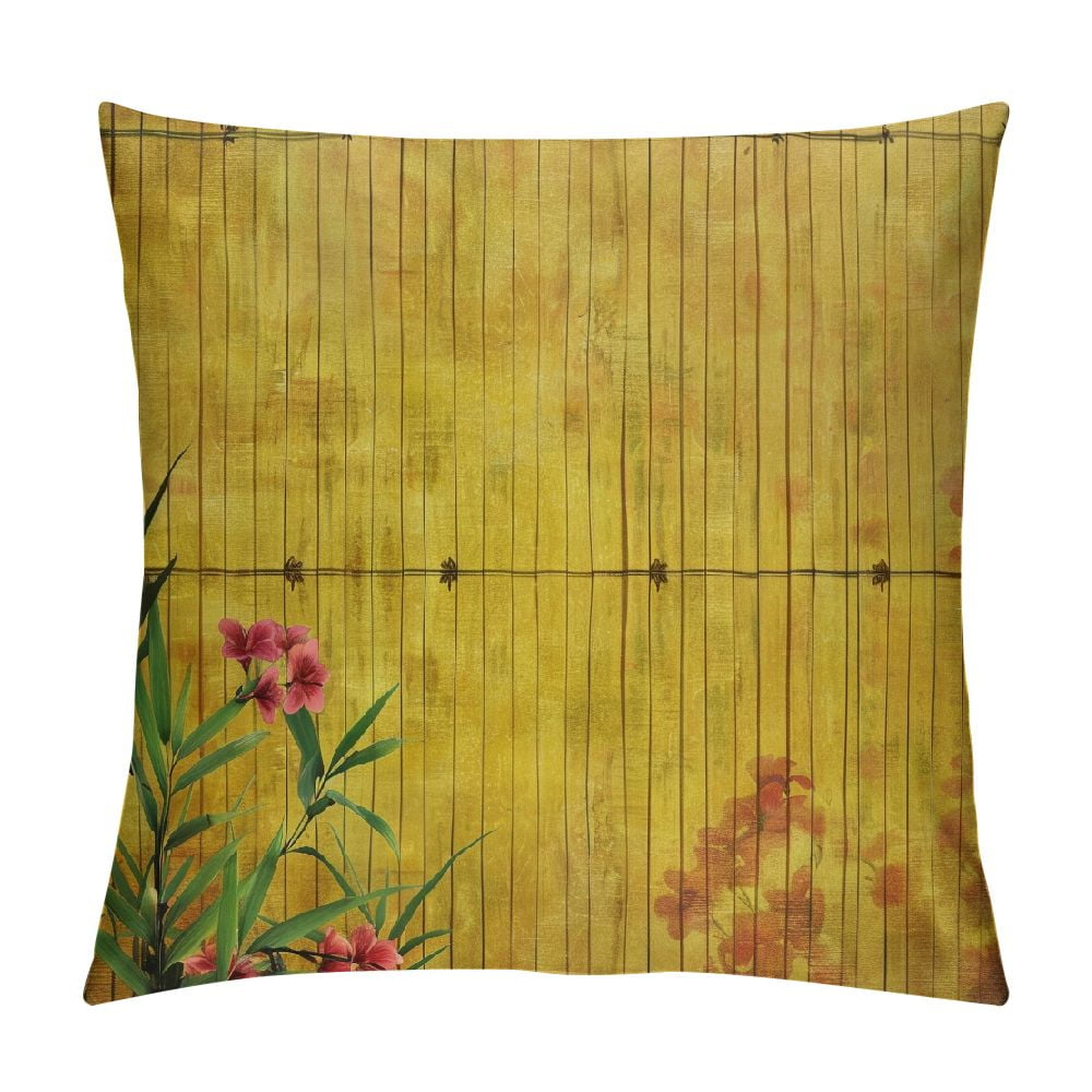 GOSMITH Asian Themed Throw Pillow Cushion Cover, Lotus Flower Branches ...