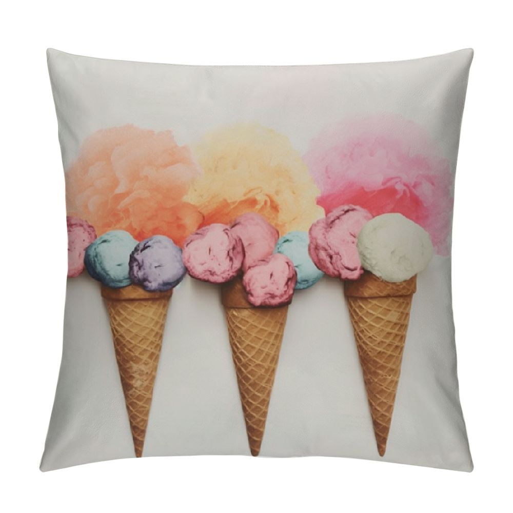 GOSMITH Avery Quinn Collection Ice Cream Cones Pom Throw Pillow with ...