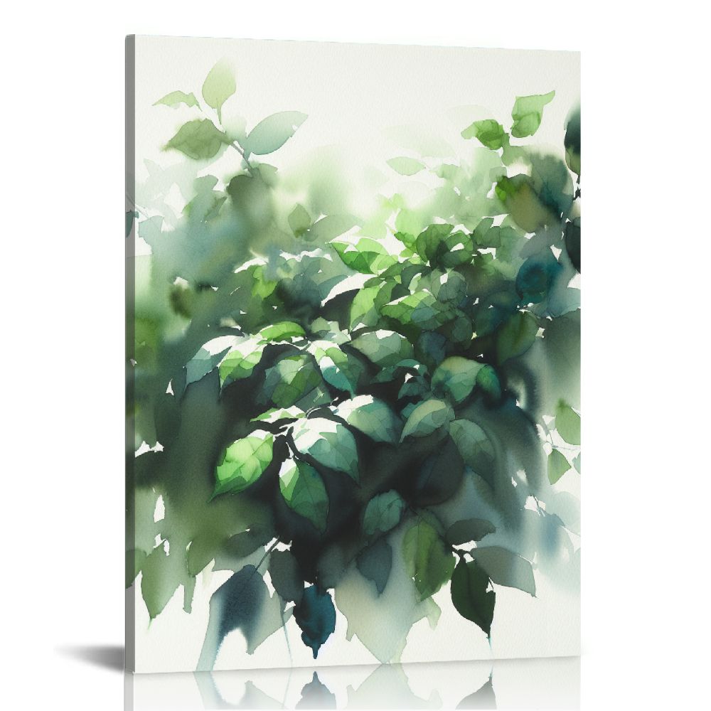 GOSMITH Banana Leaves Watercolor Green Leaves Canvas Wall Art for ...