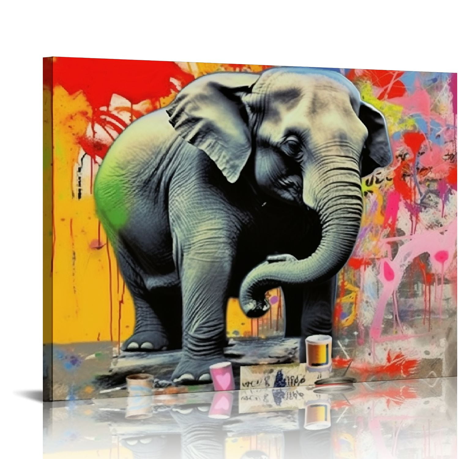 GOSMITH Banksy Canvas Wall Art Funny Elephant Pictures Wall Decor ...