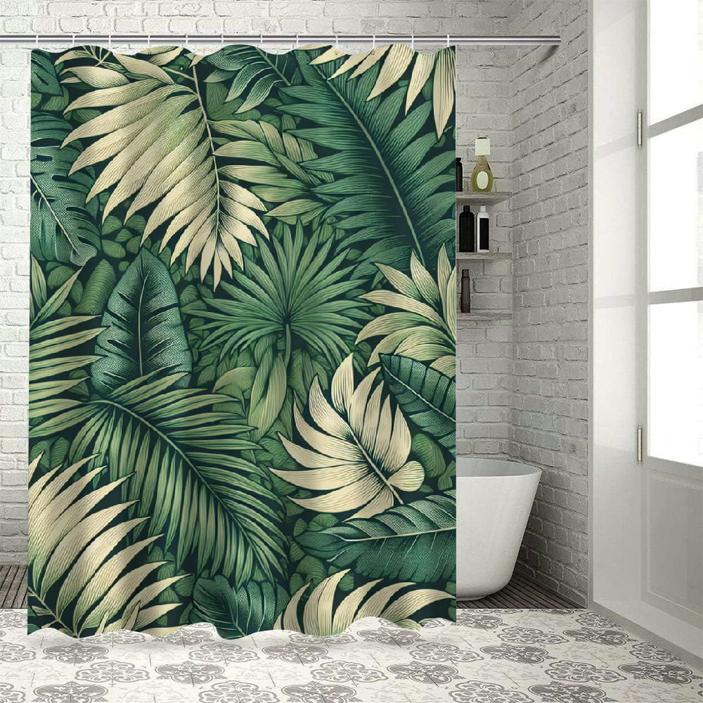 GOSMITH Bathroom Palm Leaf Green Palm Tree Banana Leaves Tropical ...