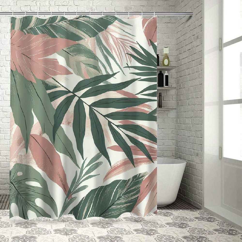 GOSMITH Bathroom Vintage Palm Banana Leaves Shower Curtain Multiple ...
