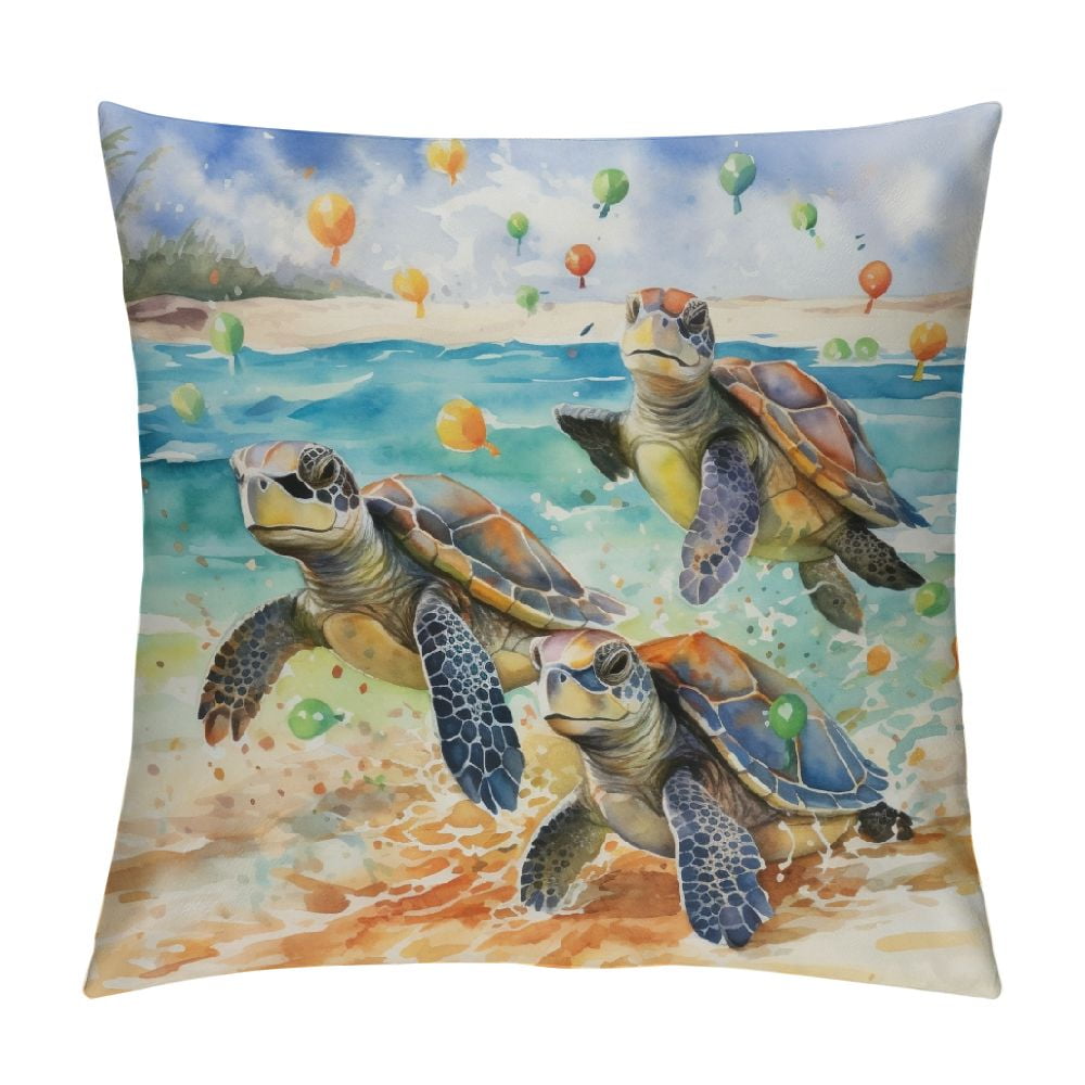 GOSMITH Beach Sea Turtles Throw Pillow Cover,Animals Turtle Decorative ...