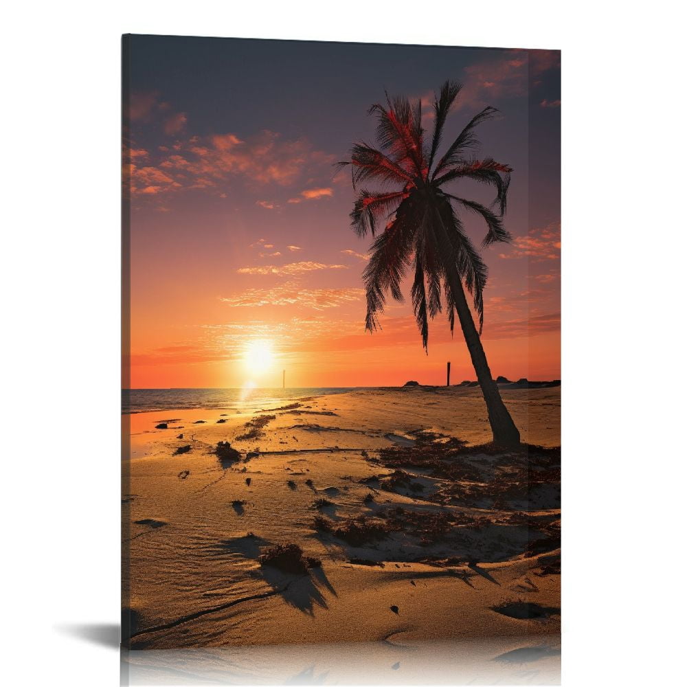 GOSMITH Beach Sunset Pictures Canvas Wall Art For Living Room Bedroom ...