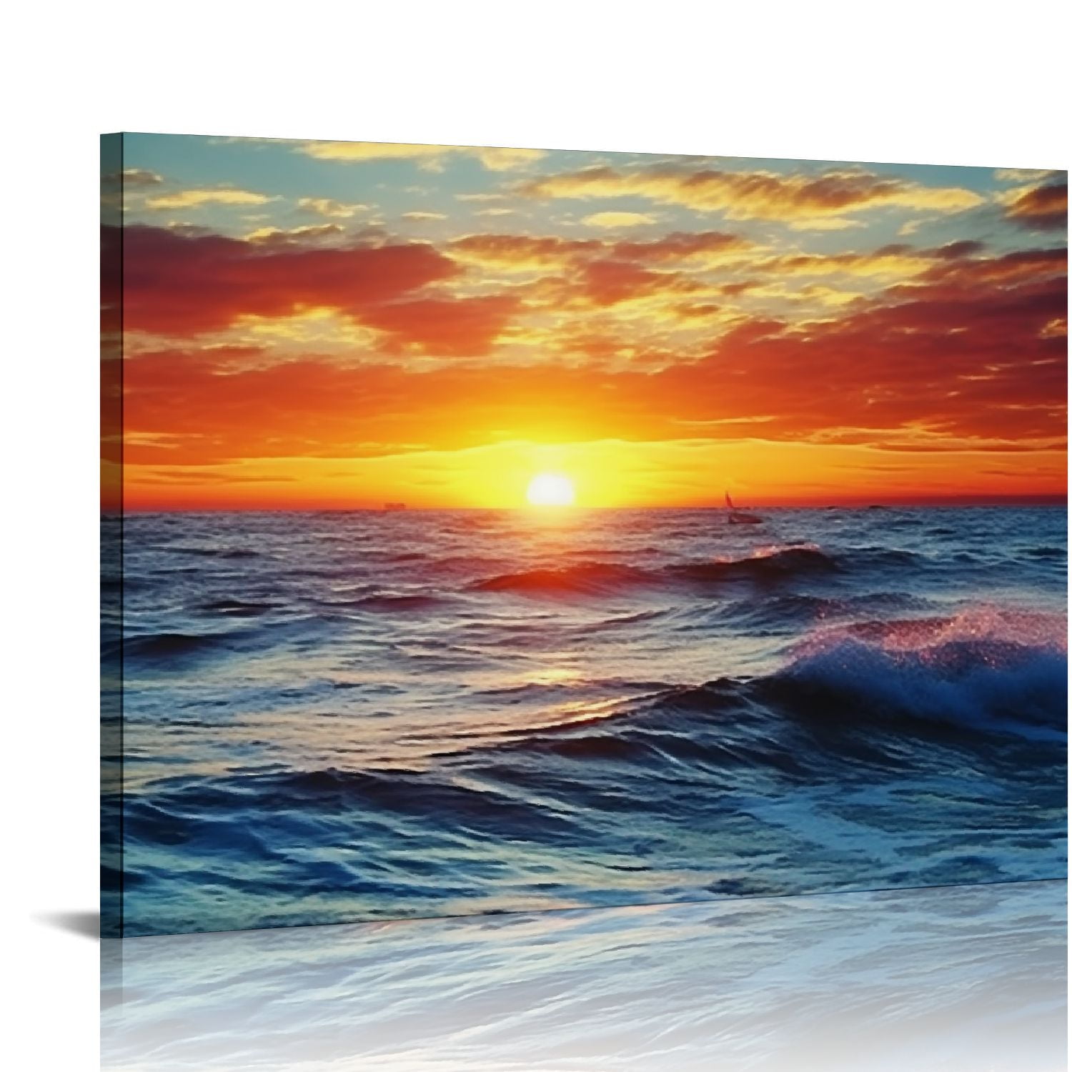 GOSMITH Beach Sunset Wall Art Beach Canvas Sea Sunset Beach Wall Art ...
