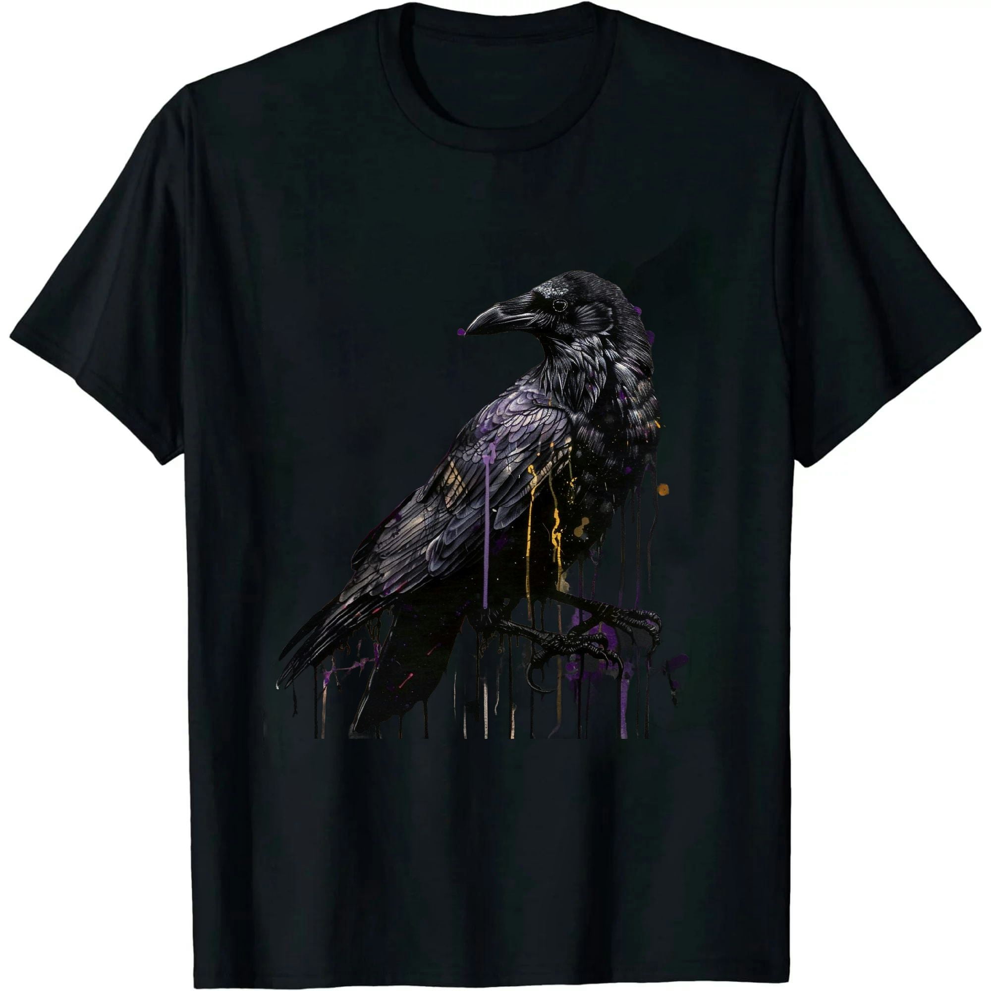 GOSMITH Beautiful Black Crow Raven Bird Purple Stain Men Women T-Shirt ...