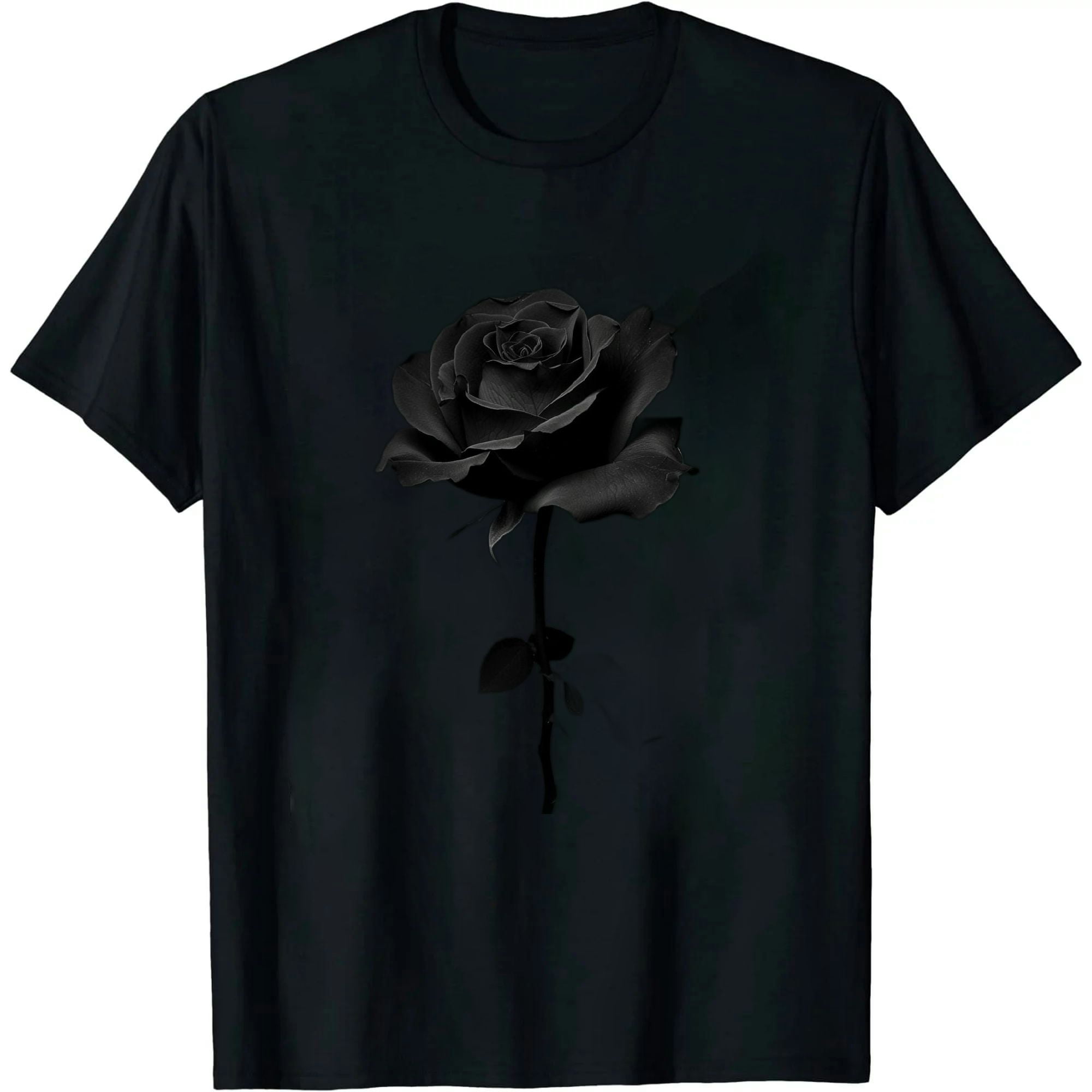 GOSMITH Beautiful Black Rose Flower T-Shirt - Walmart.com