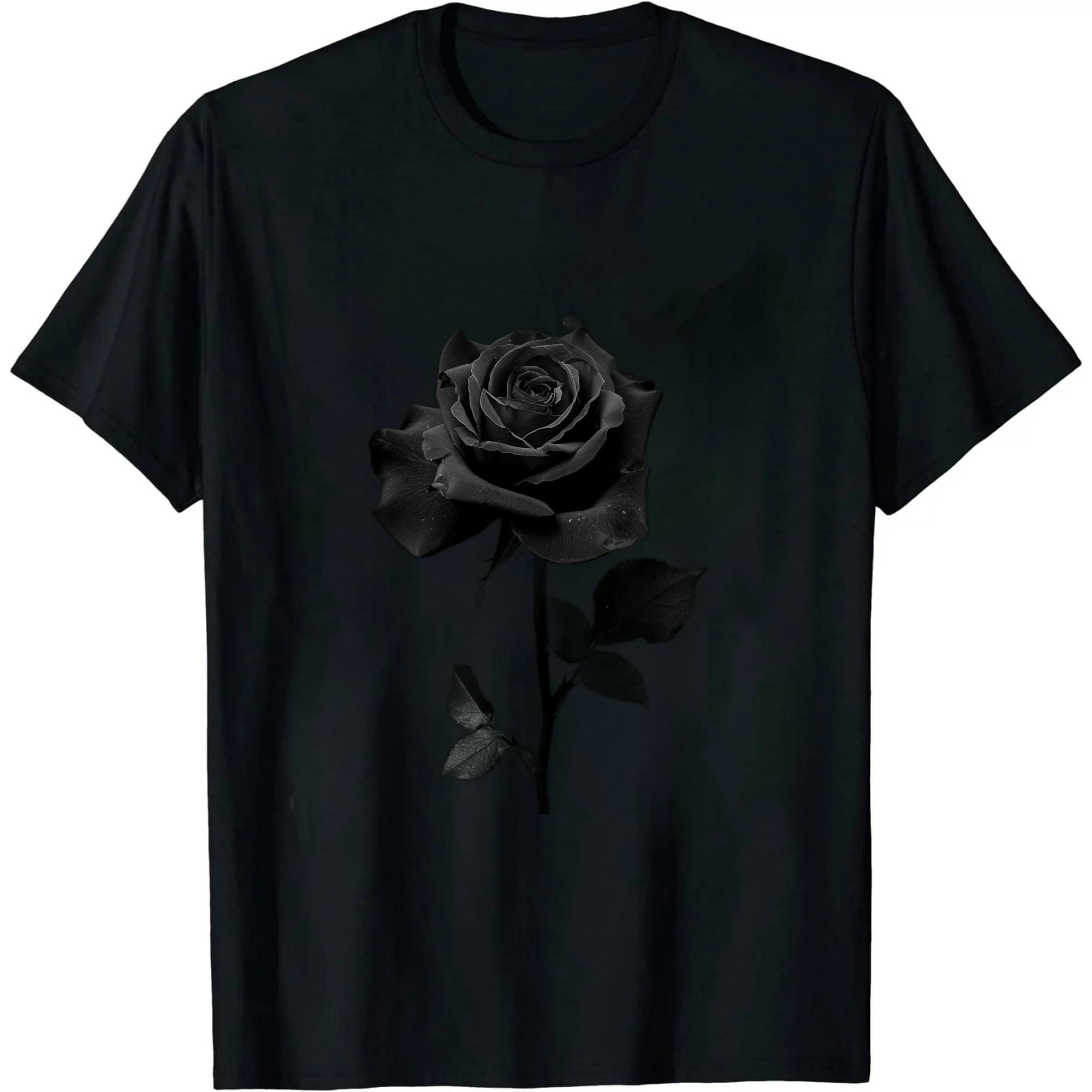 GOSMITH Beautiful Black Rose Flower T-Shirt - Walmart.com