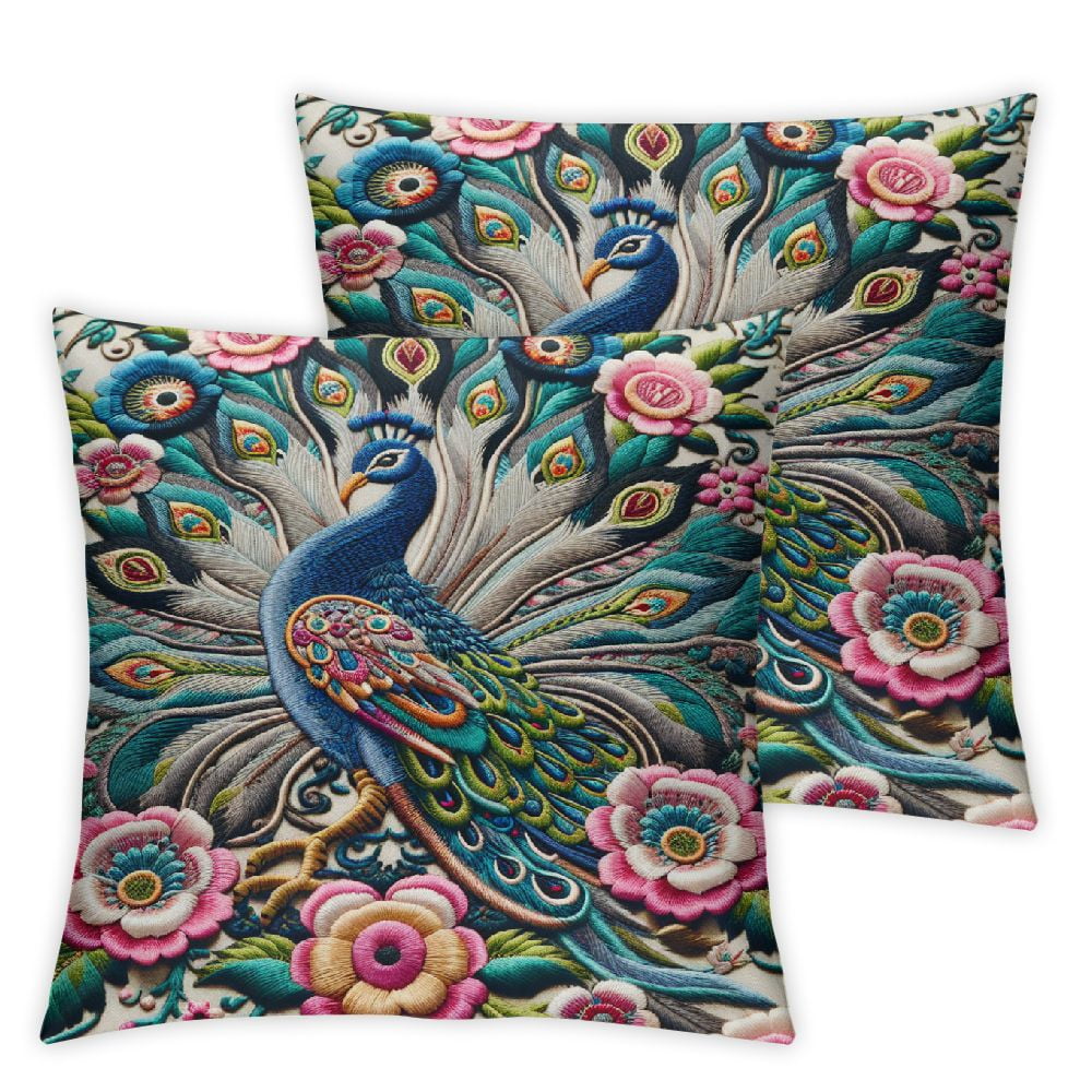 GOSMITH Beautiful Peacock with Tropical Japanese Flowers Tree Spring ...