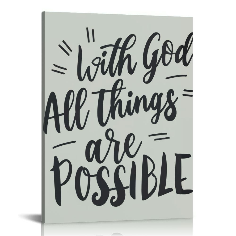 Leisuo Bible Verse Canvas Print Decor with God all Things are Possible ...