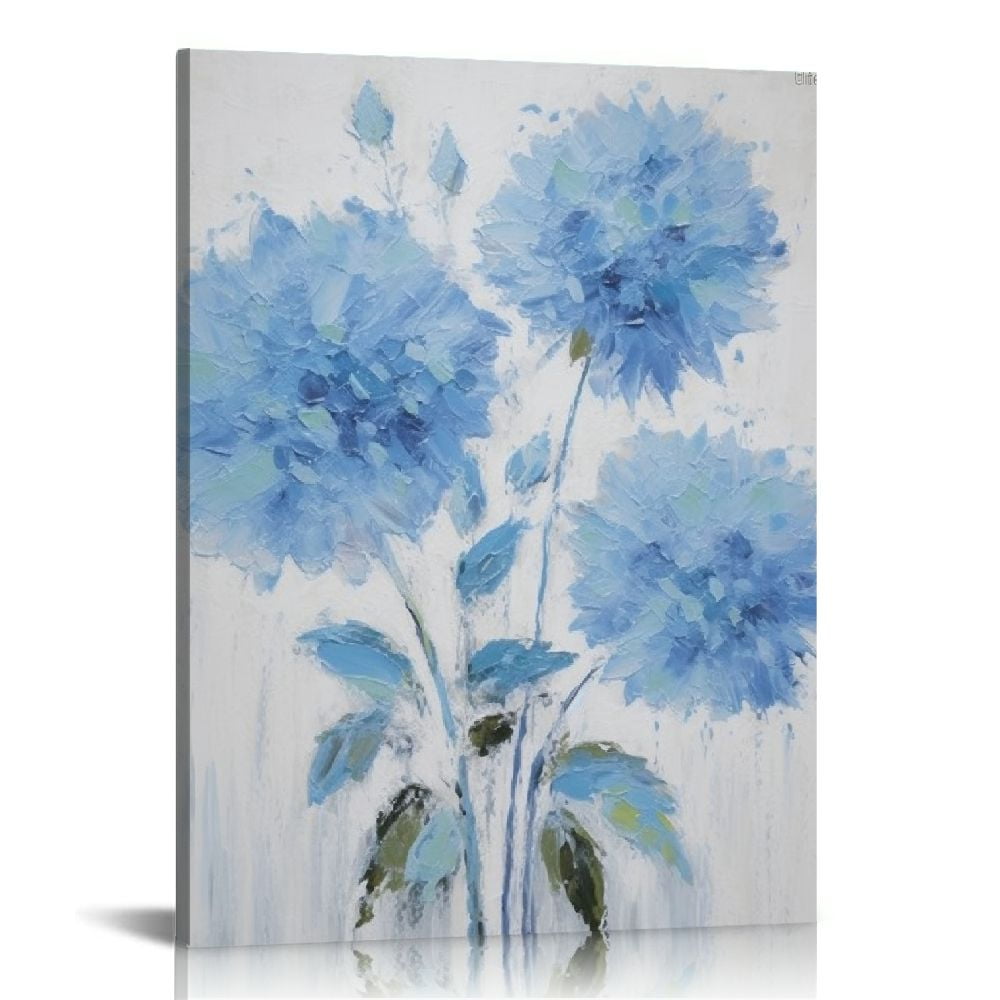 GOSMITH Big Blue Flower Wall Art - Hydrangeas Painting on Canvas ...