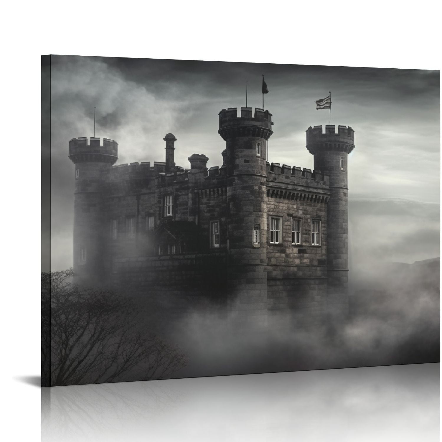 GOSMITH Big Old Stone Castle On The Stone Gothic Wall Art Canvas Prints ...