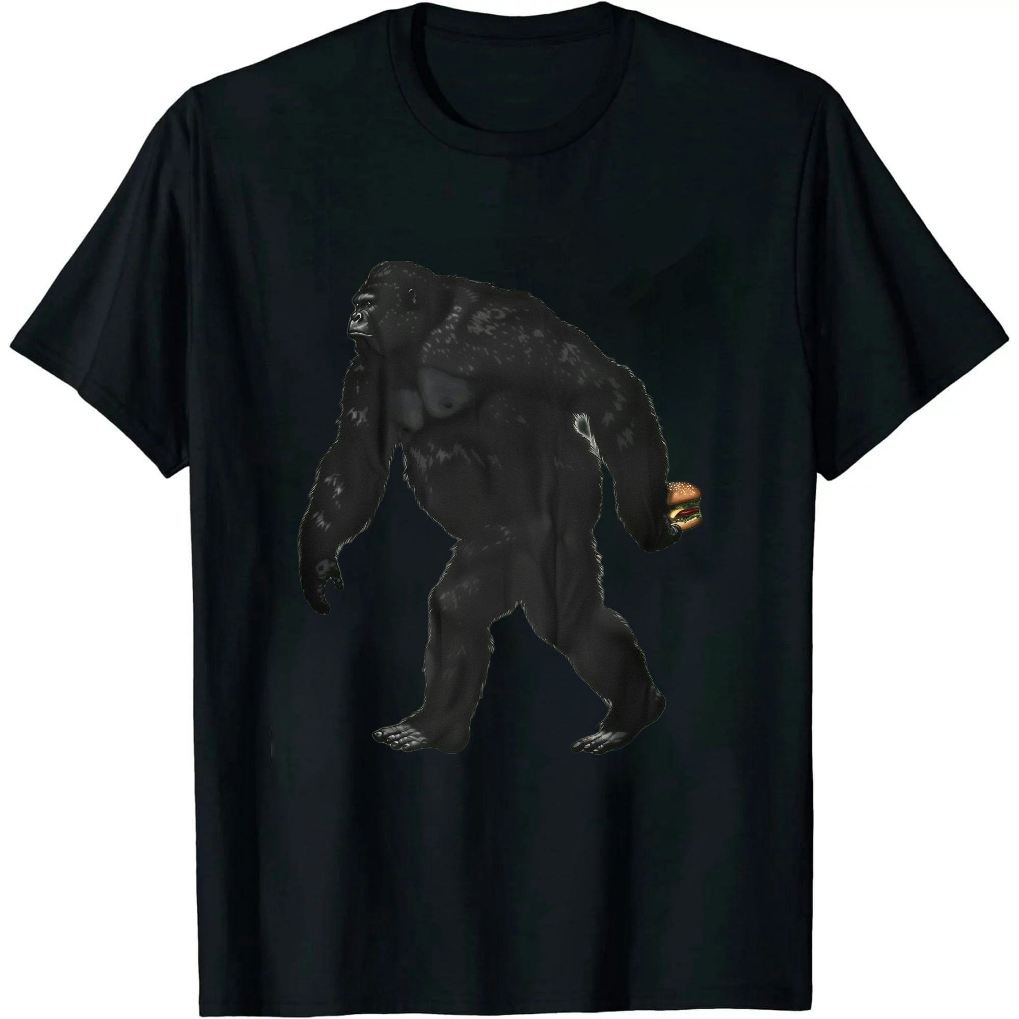 GOSMITH Bigfoot With Burger Sasquatch Hamburger T-Shirt - Walmart.com