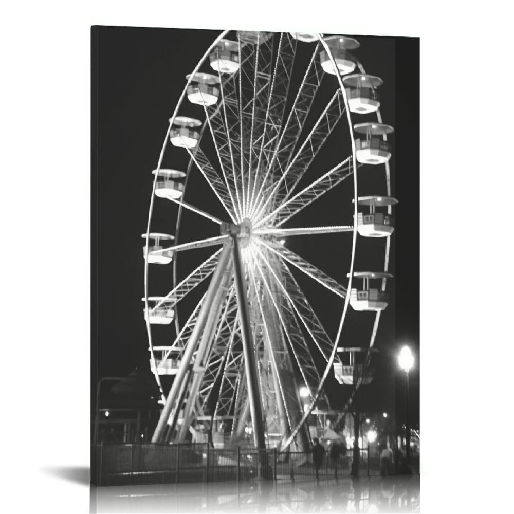 GOSMITH Black And White Ferris Wheel Poster Wall Art Paintings Canvas ...
