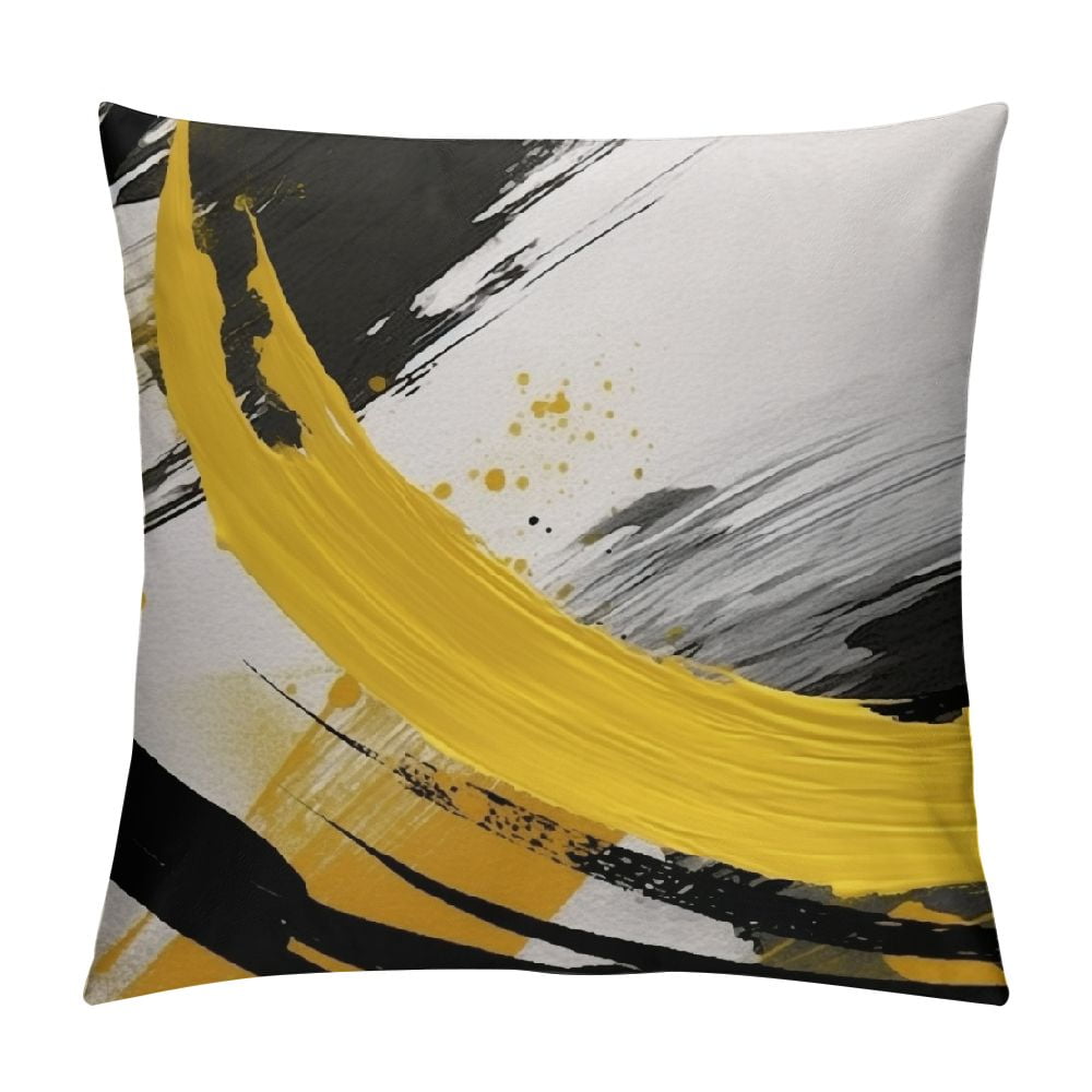 GOSMITH Black Gold Throw Pillow Covers 20 x20 inch Modern Abstract Art ...