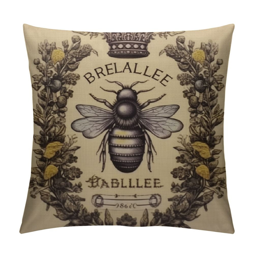 GOSMITH Black Queen Bee Pillow Cover Crown Burlap Cushion Covers for Sofa Couch Home Decoration ...