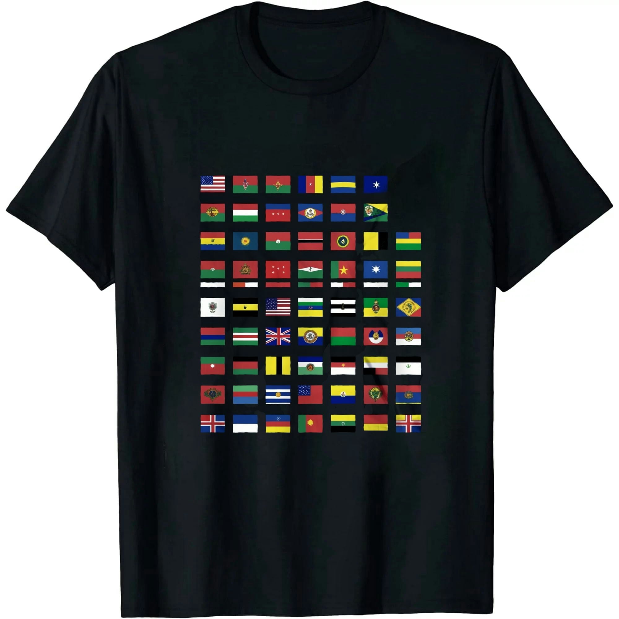 GOSMITH Black T-Shirt Flags of the Countries of the World 287 Flag ...