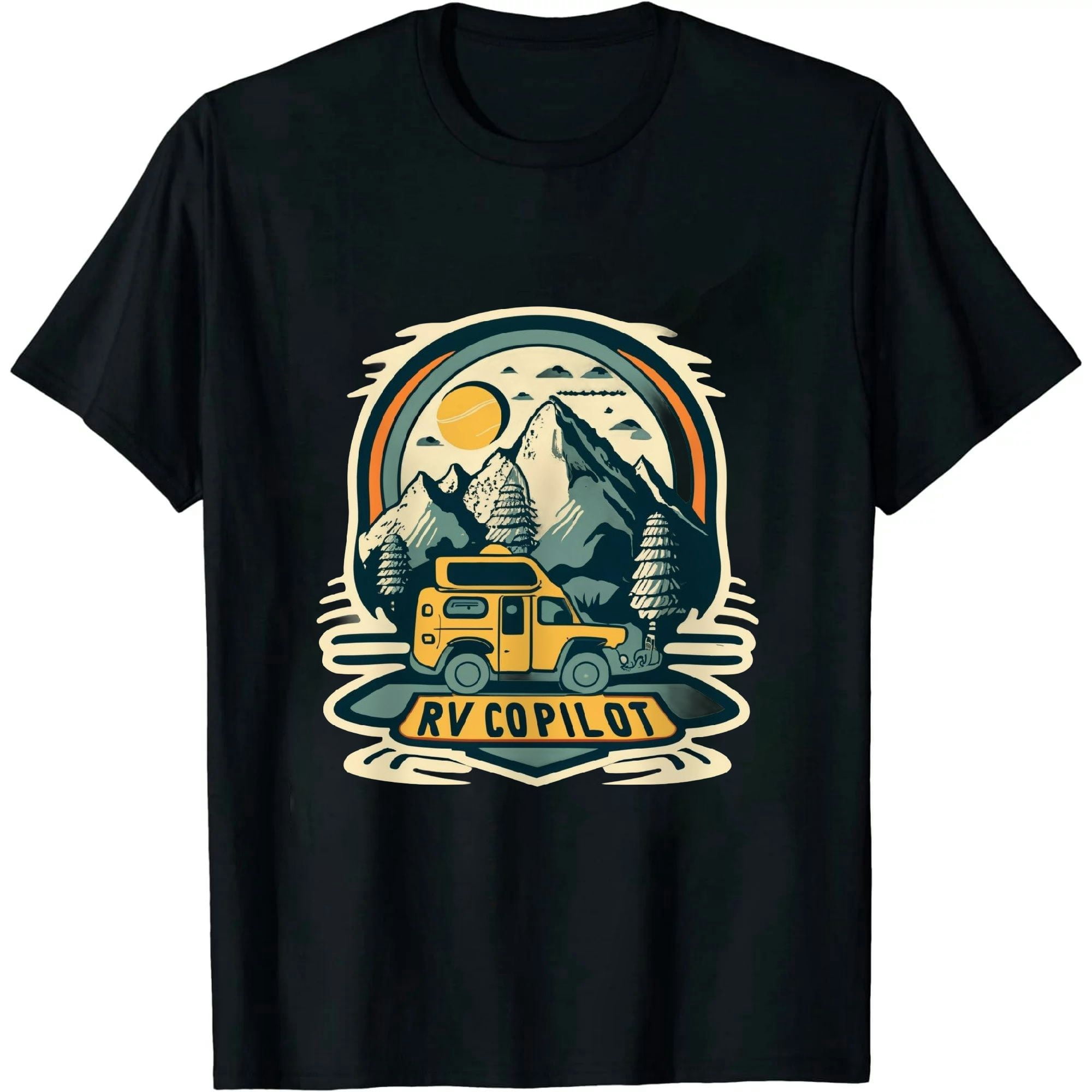 Leisuo RV Camping Funny Vintage Travel Vacation Long T-Shirt black ...