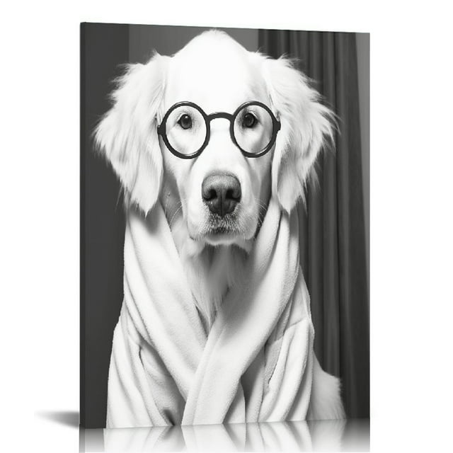 GOSMITH Black White Animal Portrait Wall Art Dog Picture Wall Decor ...