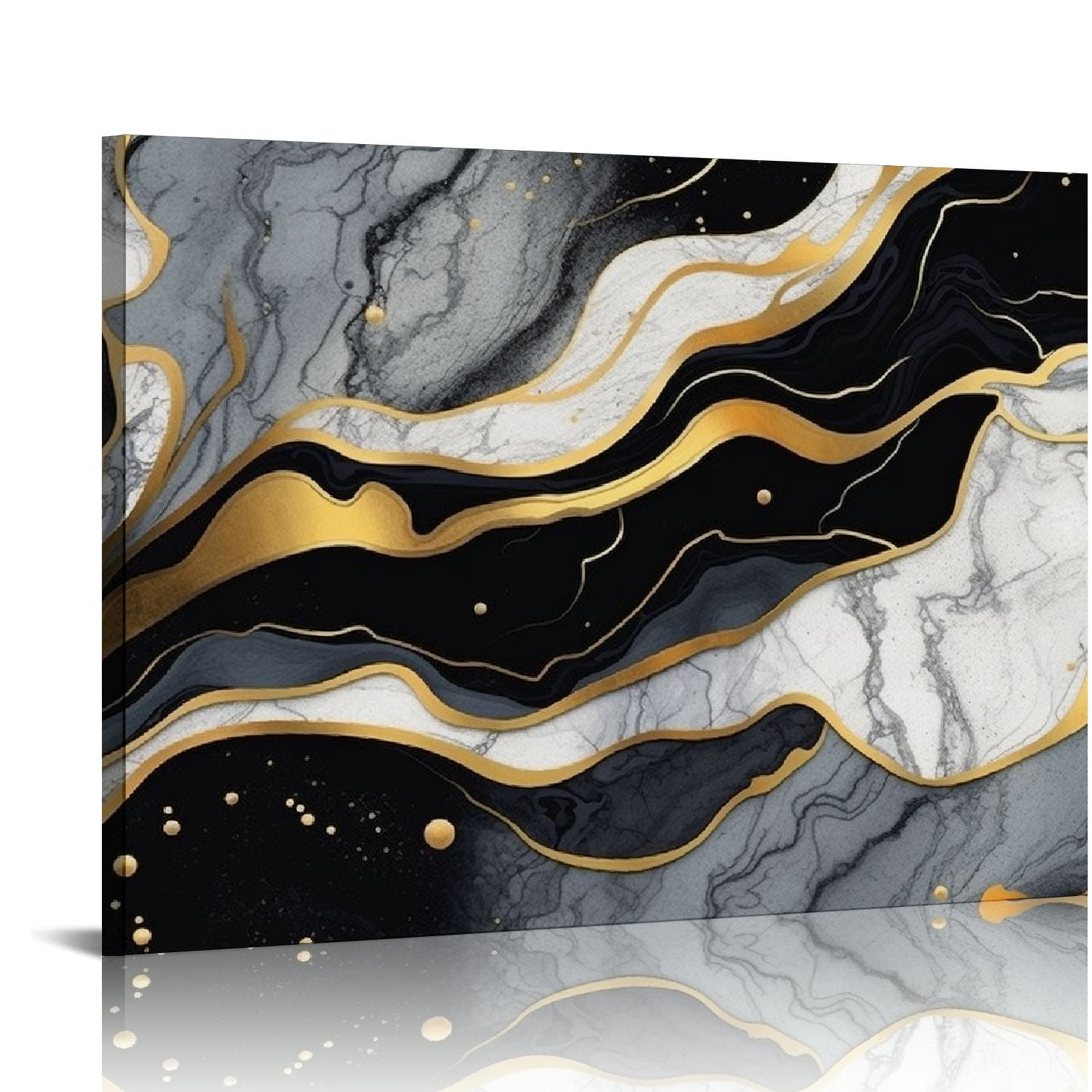 GOSMITH Black White Gray Gold Abstract Wall Art Modern Gold Foil ...