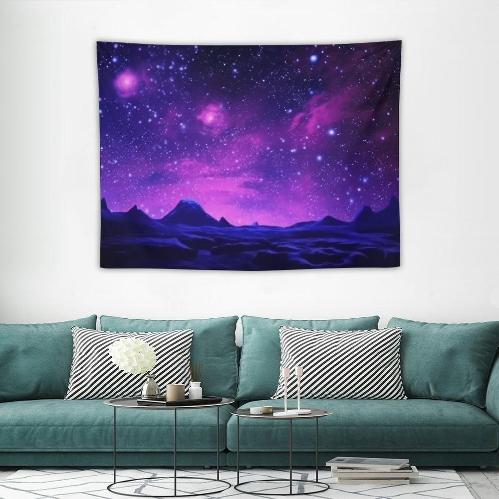 GOSMITH Blacklight Blue Space Wall Tapestry,Large Purple Galaxy Black ...