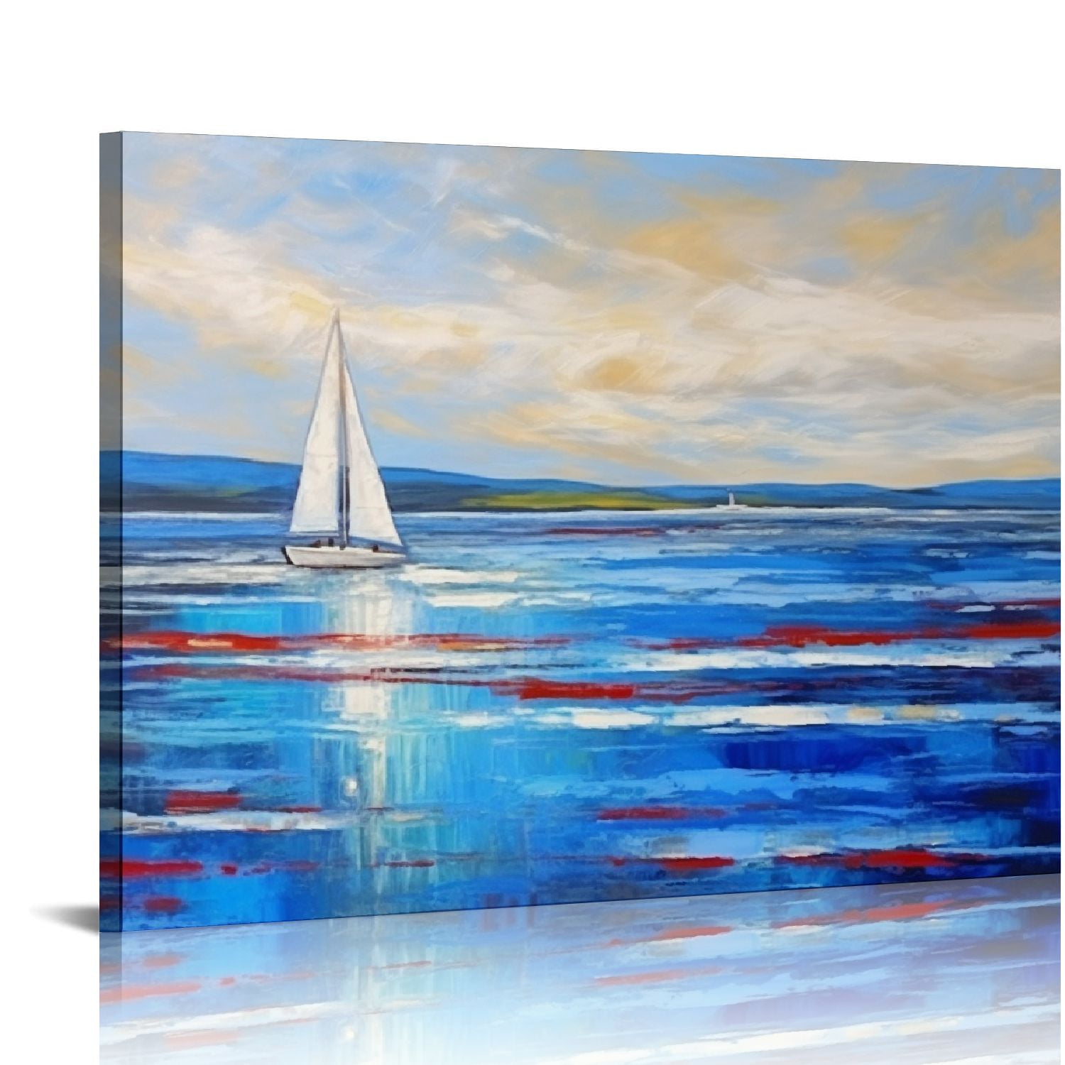 GOSMITH Blue Abstract Canvas Wall Art Seascape Painting Landscape ...