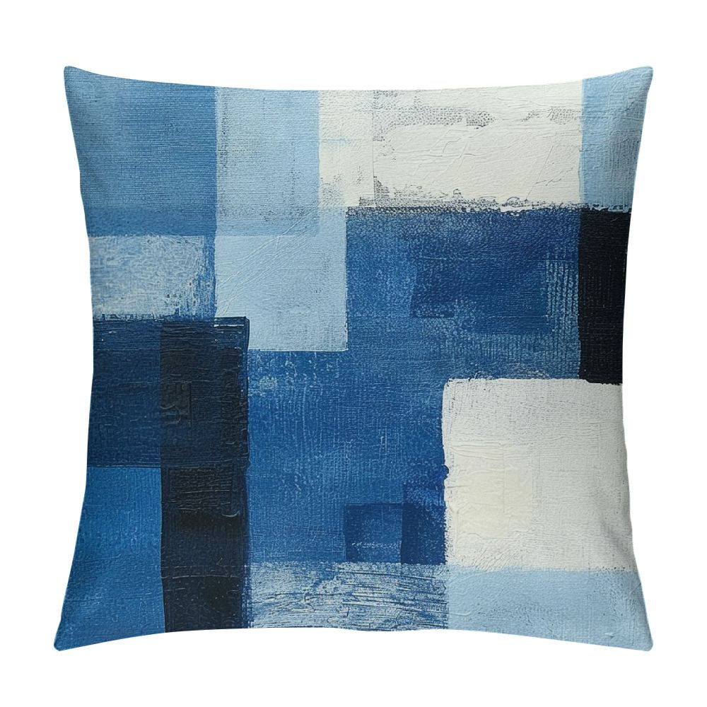 GOSMITH Blue Abstract Pillow Covers Aesthetic Blue Pianting Artwork ...