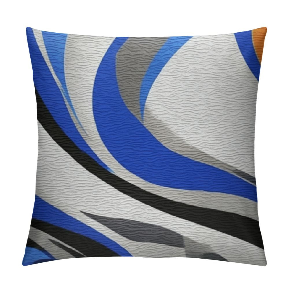 GOSMITH Blue Black Grey Stripes Reversible Outdoor Throw Pillow Covers ...