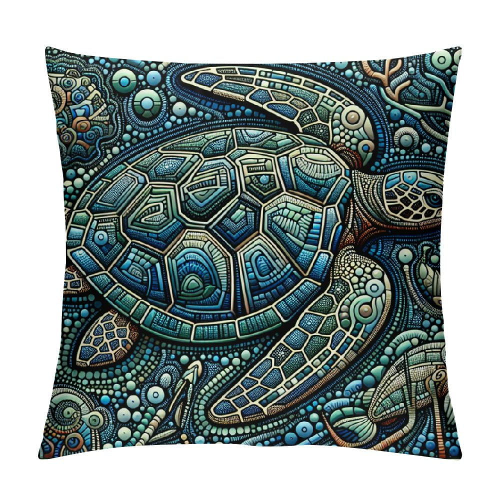 Leisuo Throw Pillow Covers, Sea Turtle Reptile Pillow Covers For Home ...