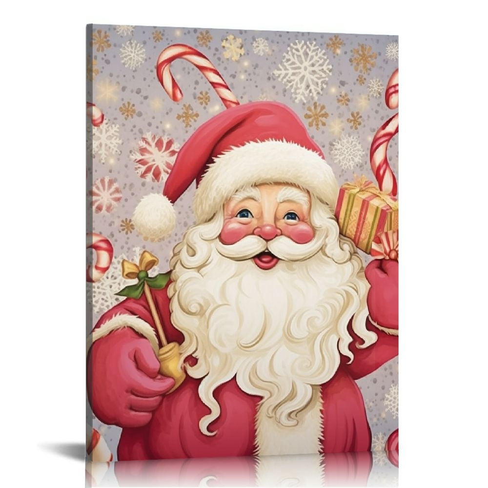 GOSMITH Blush Pink Santa Wall Art For Living Room/Bedroom, Canvas ...