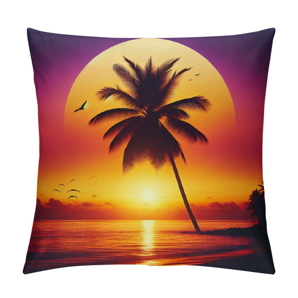 GOSMITH Body Pillow Cover Palm Tree Dolphin Sea Beach Sunset Landscape ...