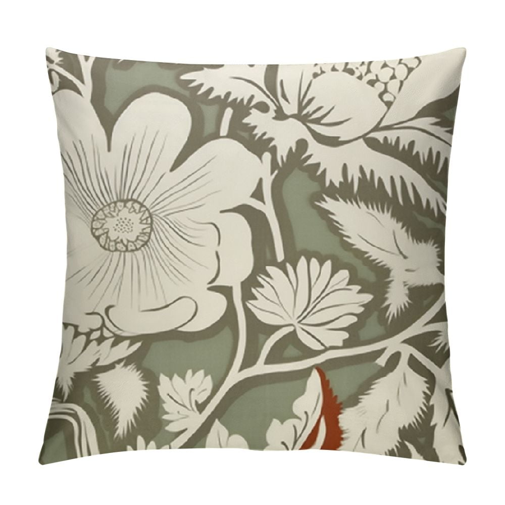 GOSMITH Boho Abstract Botanical Sage Green Floral Aesthetic Art Throw ...