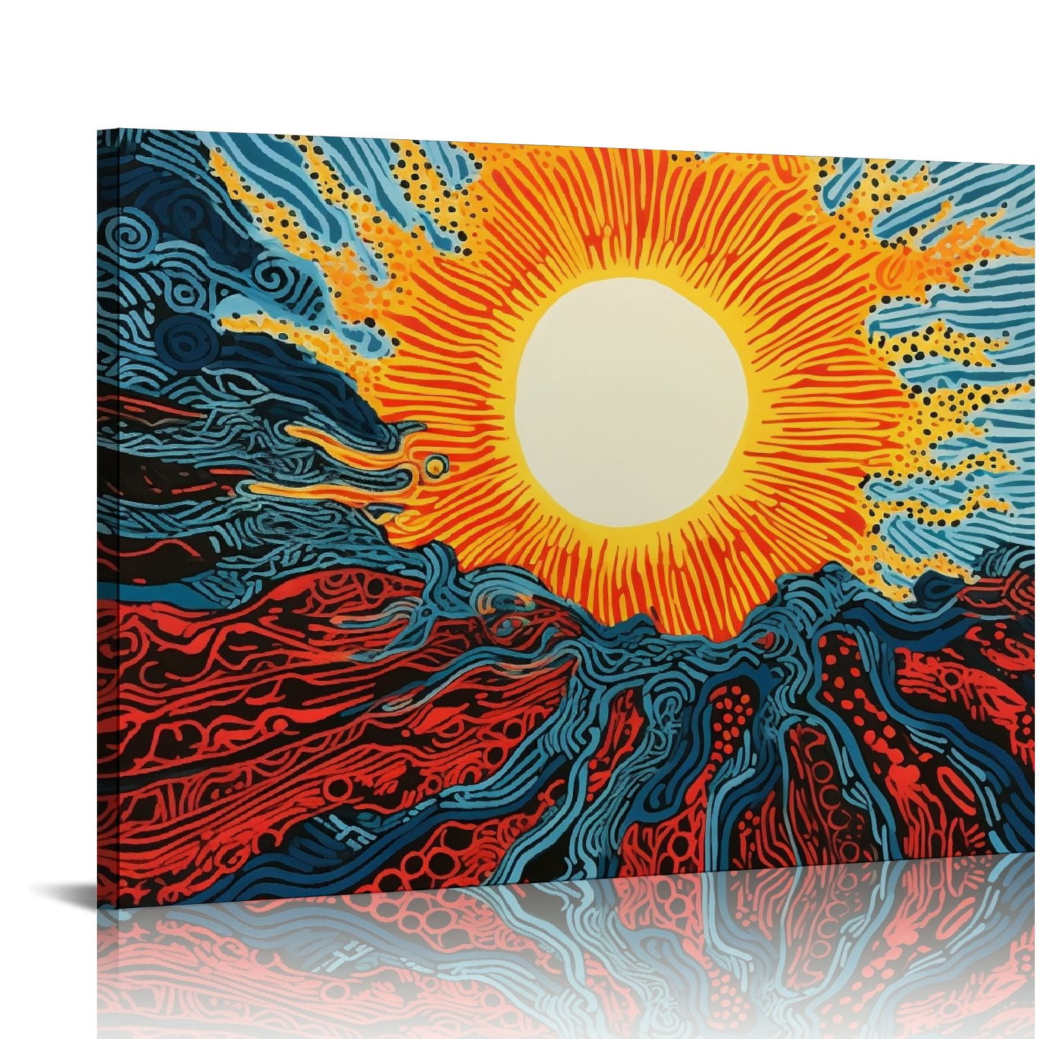 GOSMITH Boho Minimalist Wall Art Sun Ray Boho Canvas Prints Mid Century ...