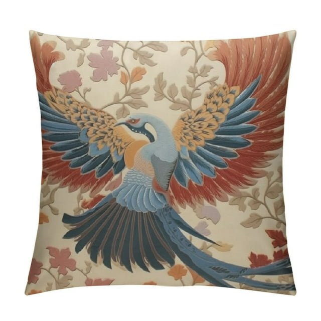 GOSMITH Boho Peacock Throw Pillow Cover Sided with Zipper Decorative ...