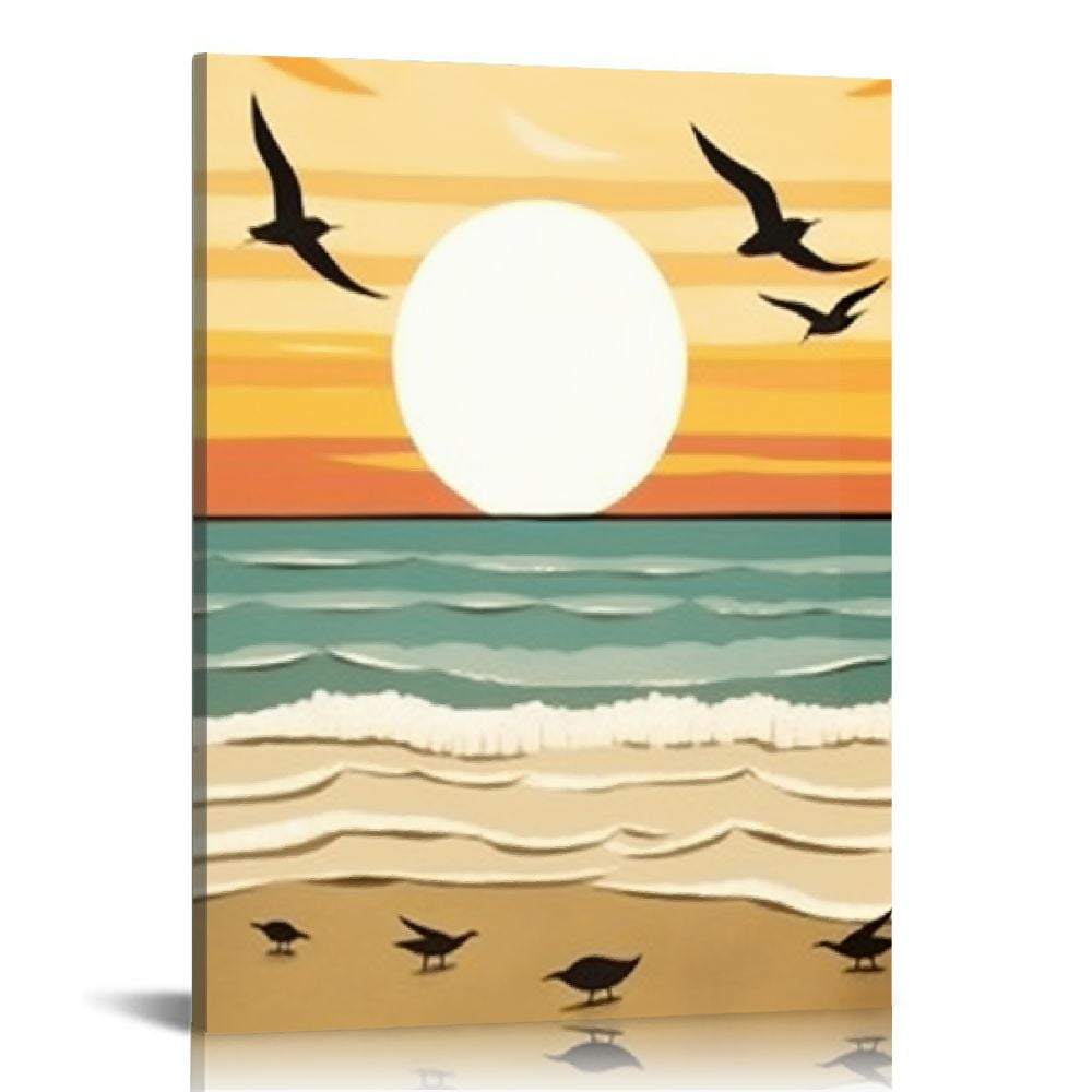 GOSMITH Boho Sun Canvas Wall Art Abstract Boho Sun Sunrise Sunset Wall ...