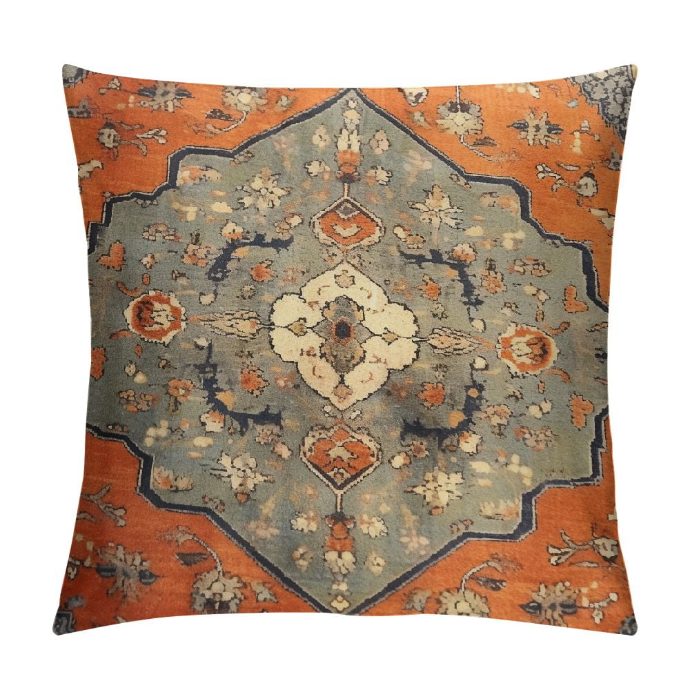 GOSMITH Boho Throw Pillow Covers Orange Bohemian Throw Pillows Colorful ...