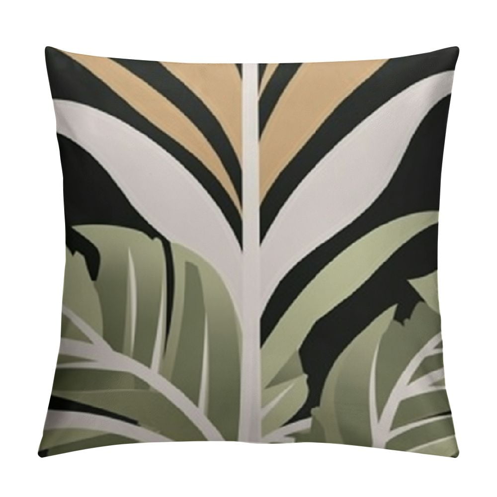 Gosmith Boho Tropical Green Leaves Throw Pillow Covers Jungle Banana Tree Pillow Case 24x24