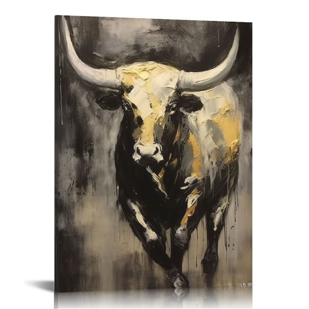 GOSMITH Bull Picture Abstract Cow Painting Texas Longhorn Cow Print ...