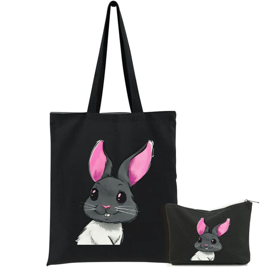 Leisuo Pocket Rabbit Pet Bunny 2 Pcs Canvas Tote Bags Cute Aesthetic ...