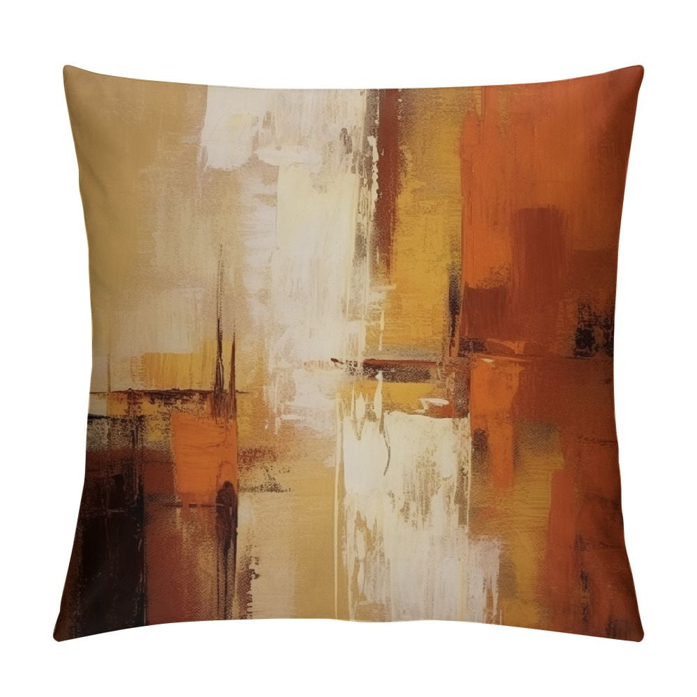 GOSMITH Burnt Orange Abstract Pillow Covers Abstract Rust Art Painting ...