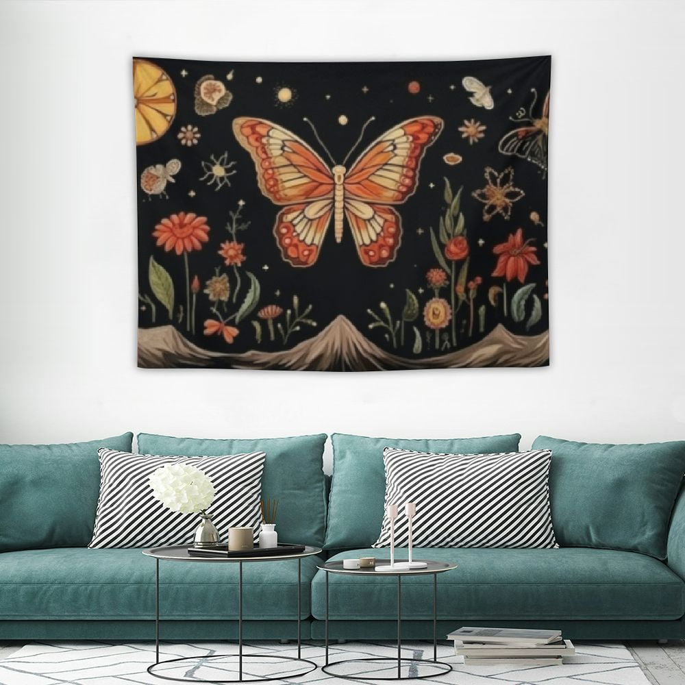 GOSMITH Butterfly Tapestry Boho Floral Plant Tapestry For Bedroom ...