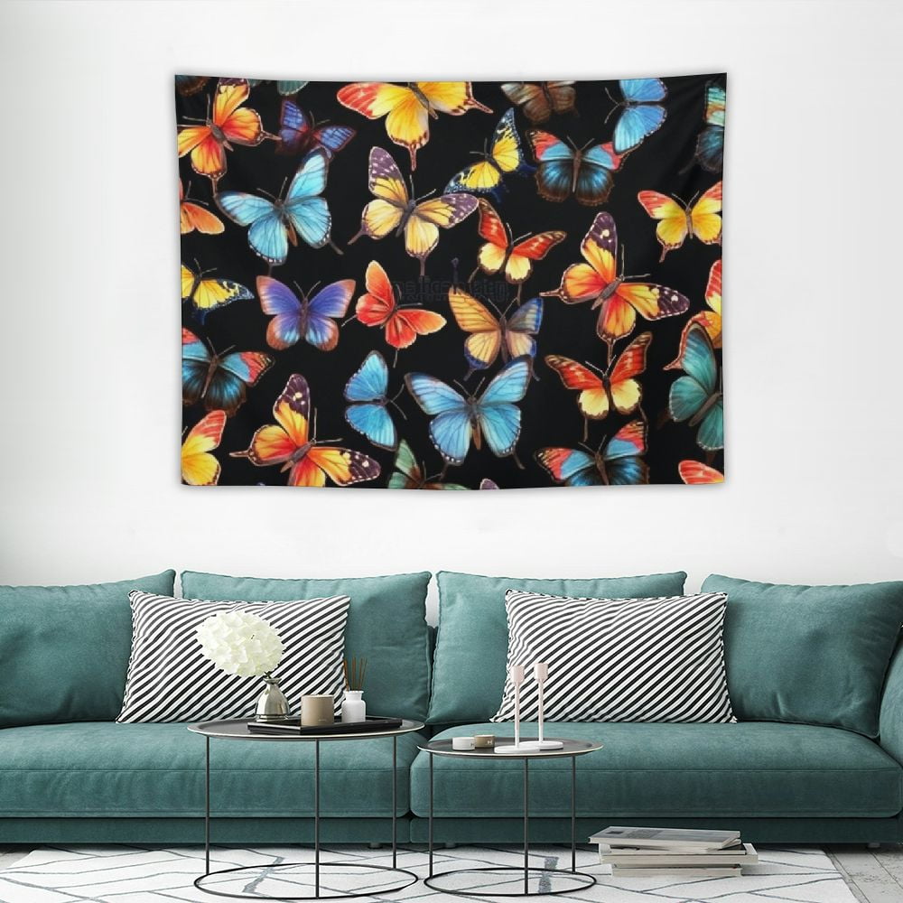 GOSMITH Butterfly Tapestry for Room Decor,Colorful Butterflies Black ...