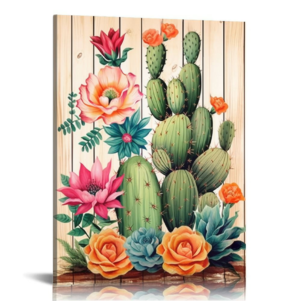 GOSMITH Cactus Wall Art Succulent Pictures Canvas Wall Art Green ...