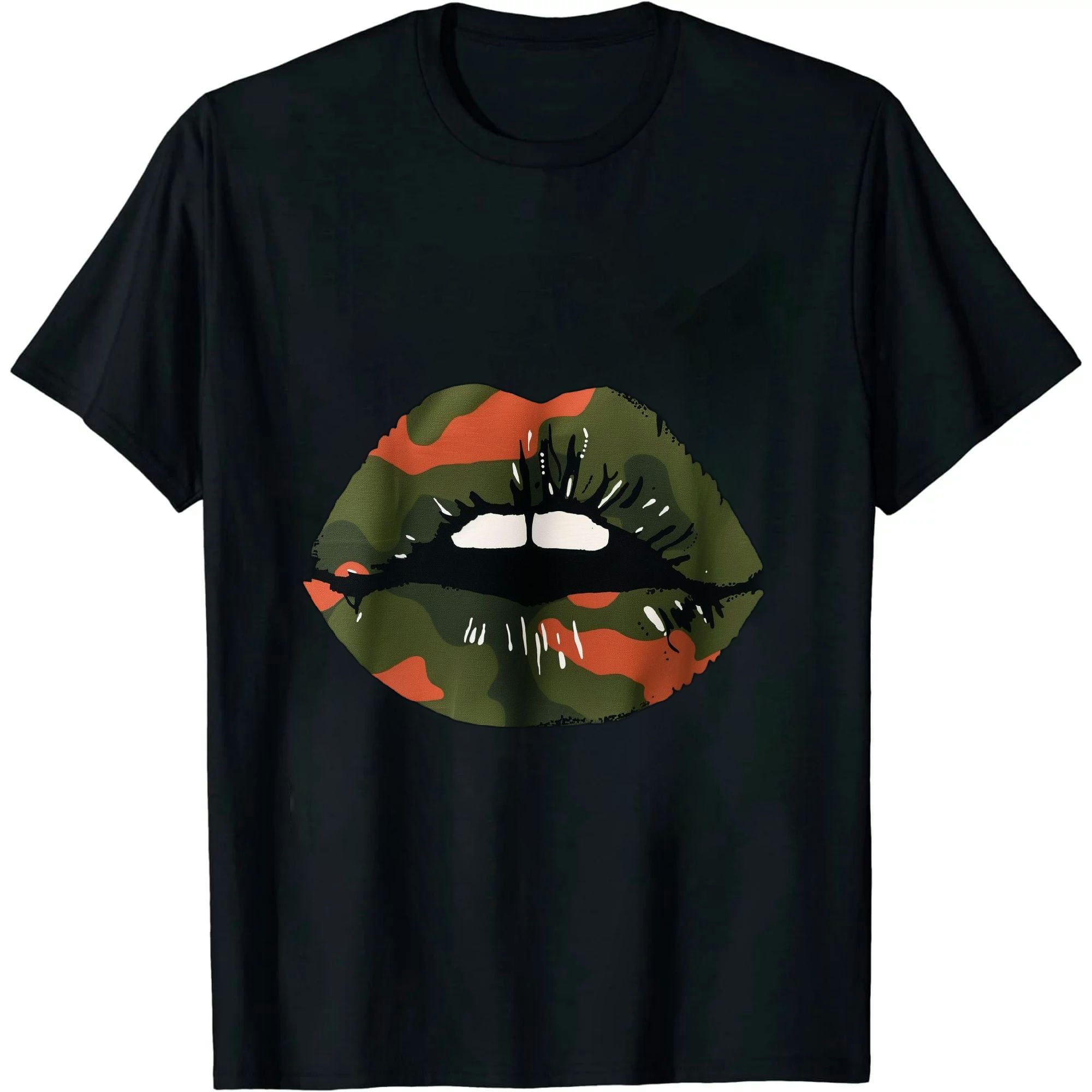 GOSMITH Camouflage Lips Mouth Military Kiss Me Biting Camo Kissing T ...